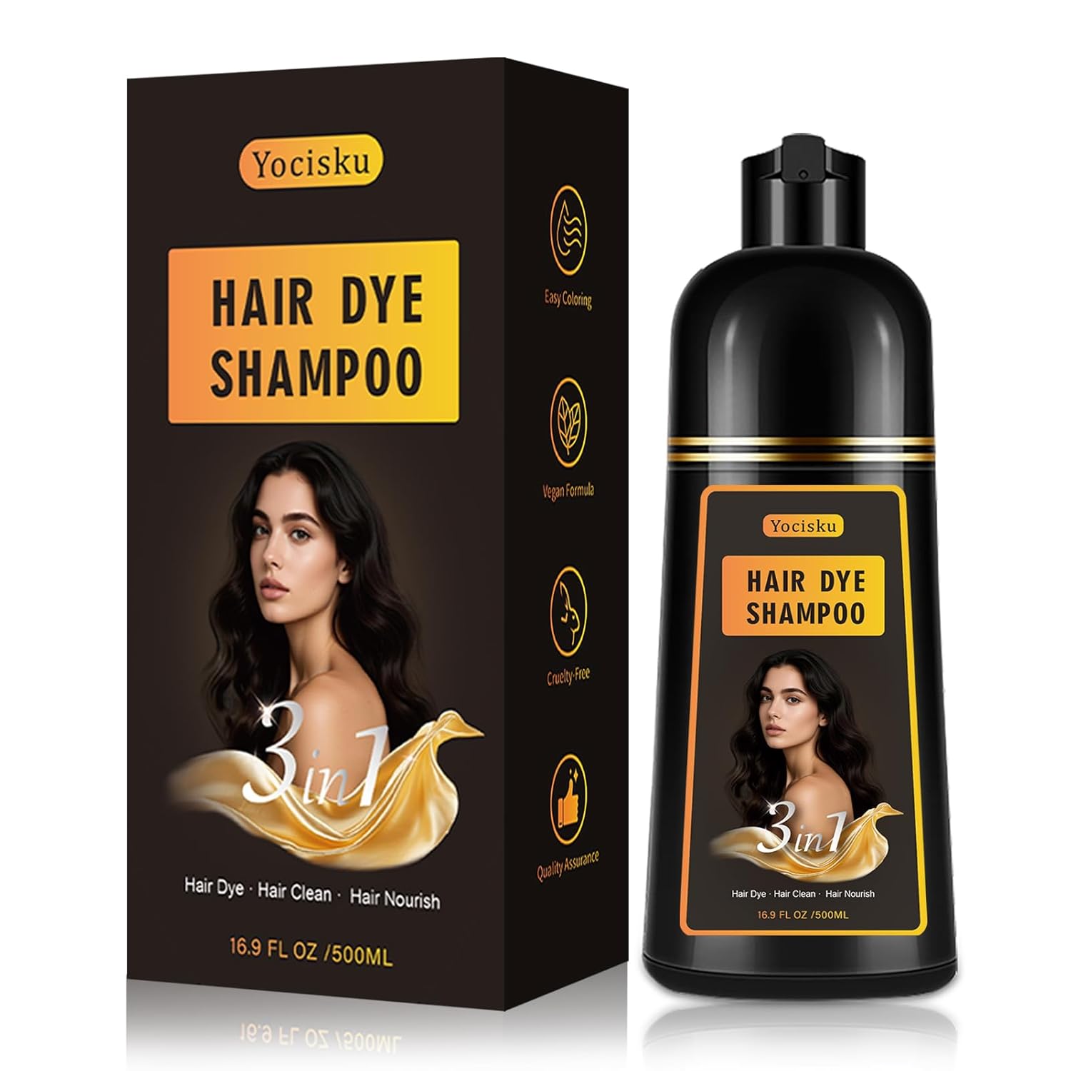 Amazon.com : Yocisku Hair Dye Shampoo 3 in 1, Black Hair Dye, Hair ...