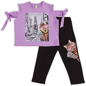 Amazon.com: LOCO LOCO KIDS Girls Tshirt and Pants Sets Tracksuit Round ...