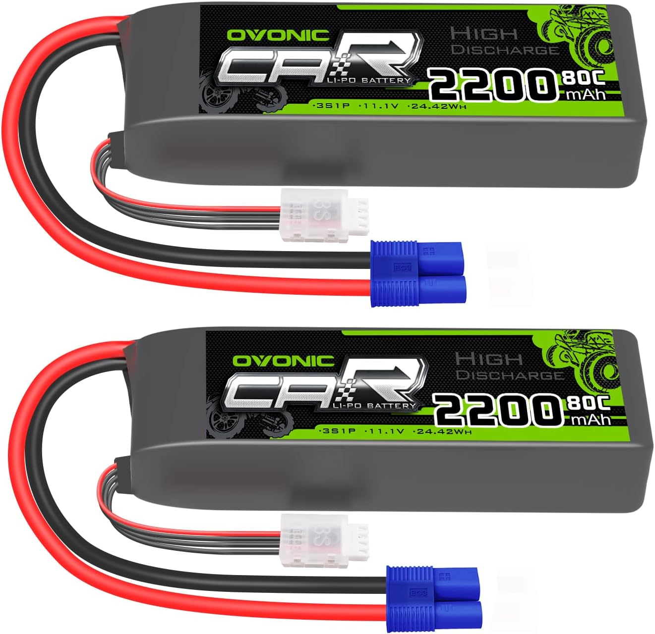 Amazon.com: OVONIC 11.1V Lipo Battery 3S 80C 2200mAh Lipo with EC3 ...