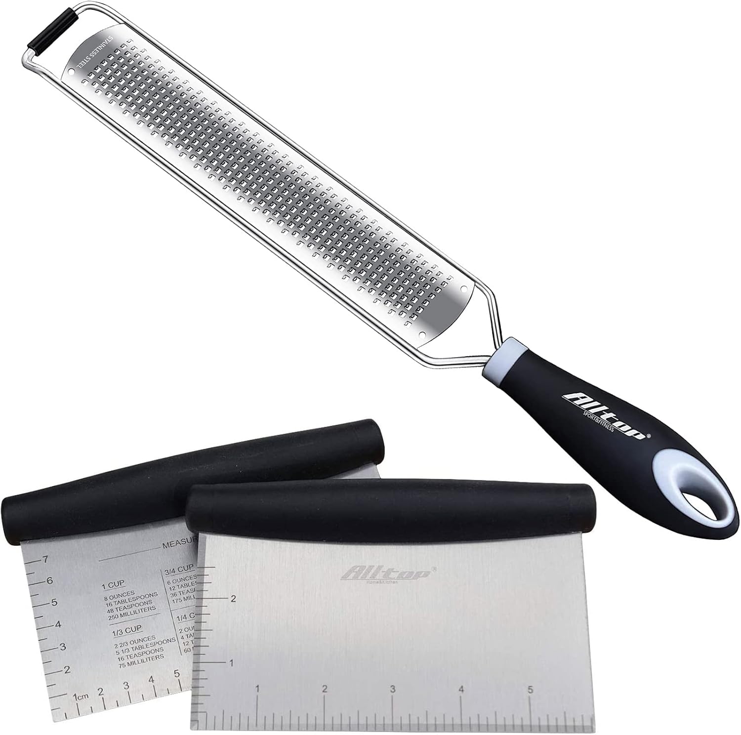 Amazon.com: Hand-held Stainless Steel Lemon Zester & Bench Scraper ...