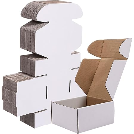 Amazon.com: 50 Pack Small Shipping Boxes,White Corrugated Cardboard ...