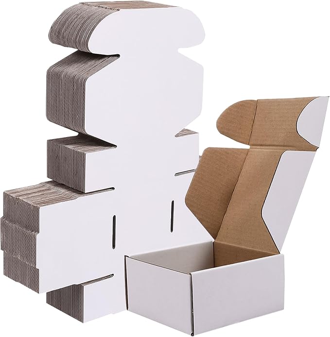 Amazon.com: 50 Pack Small Shipping Boxes,White Corrugated Cardboard ...