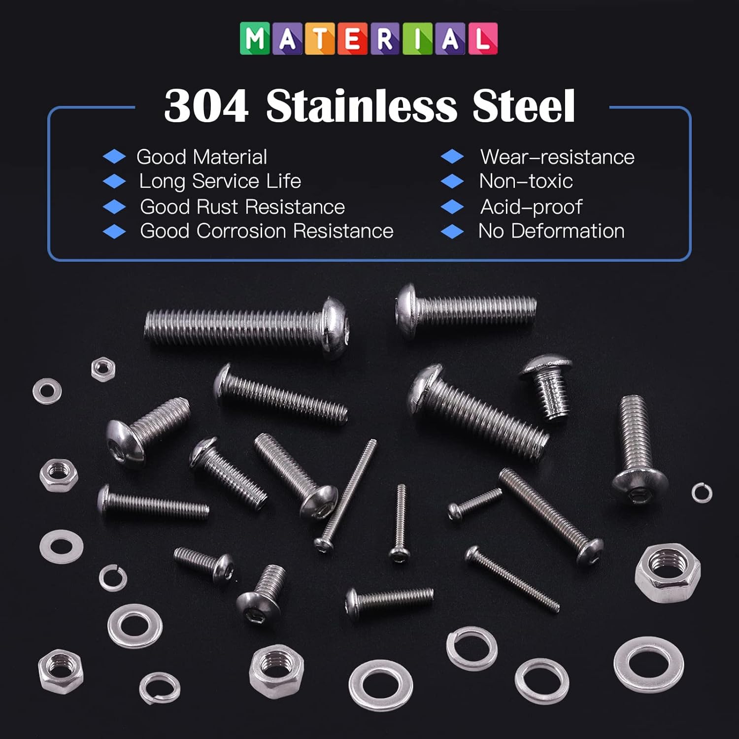 Glarks 925 tornillos de cabeza de botón M2 M3 M4 M5 M6 304 de acero inoxidable 304 tornillos ...