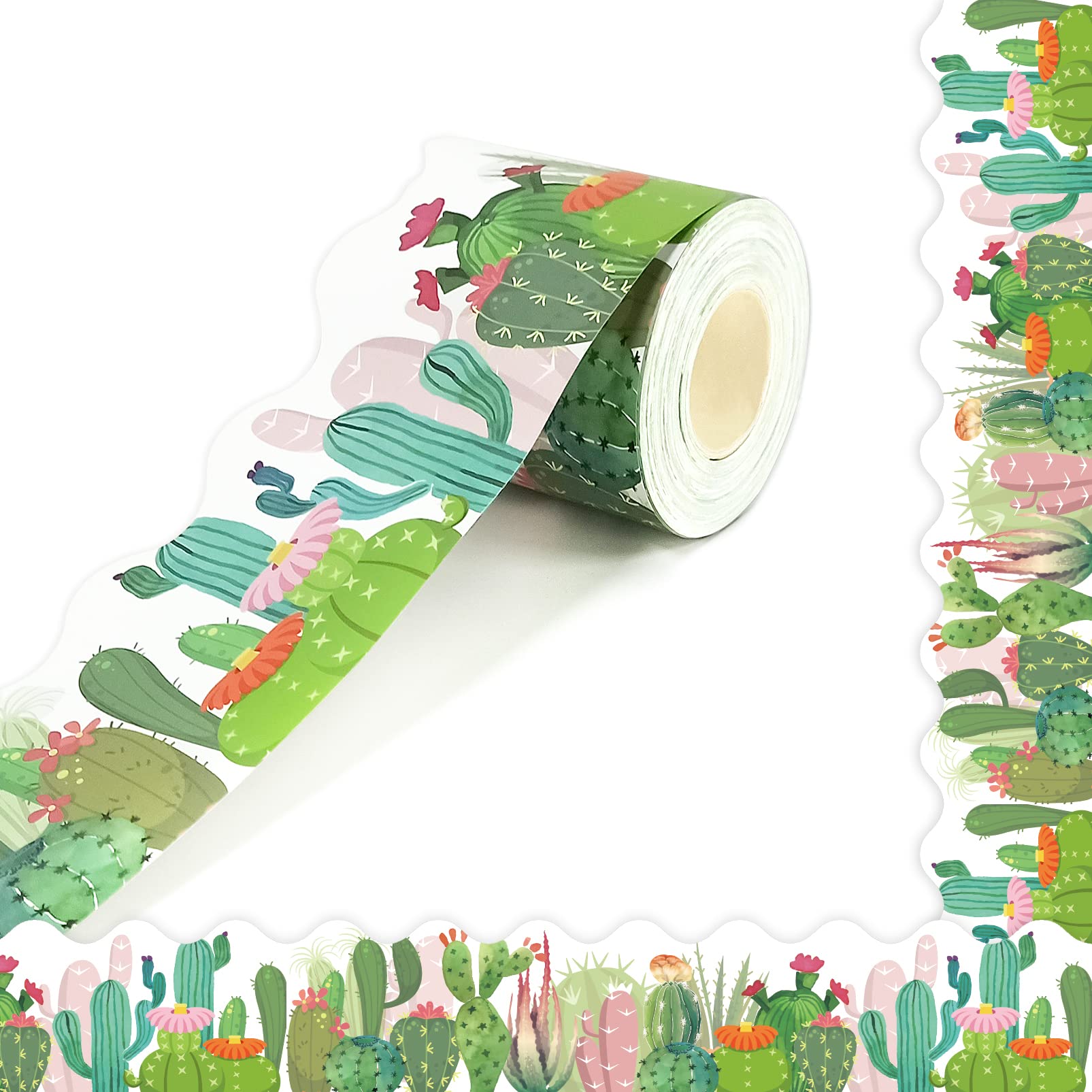 Watercolor Cactus Bulletin Board Borders 50ft Die Cut Rolled Border ...