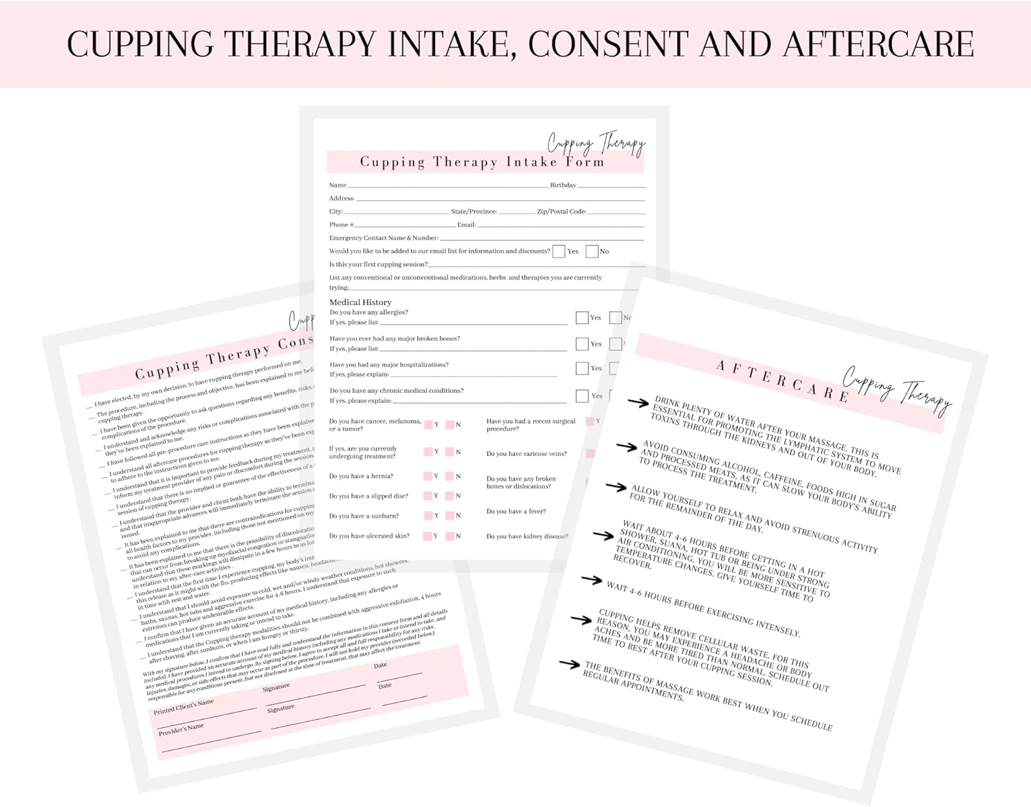 Amazon.com : Cupping Therapy Intake, Consent, and Aftercare Form | 75 ...