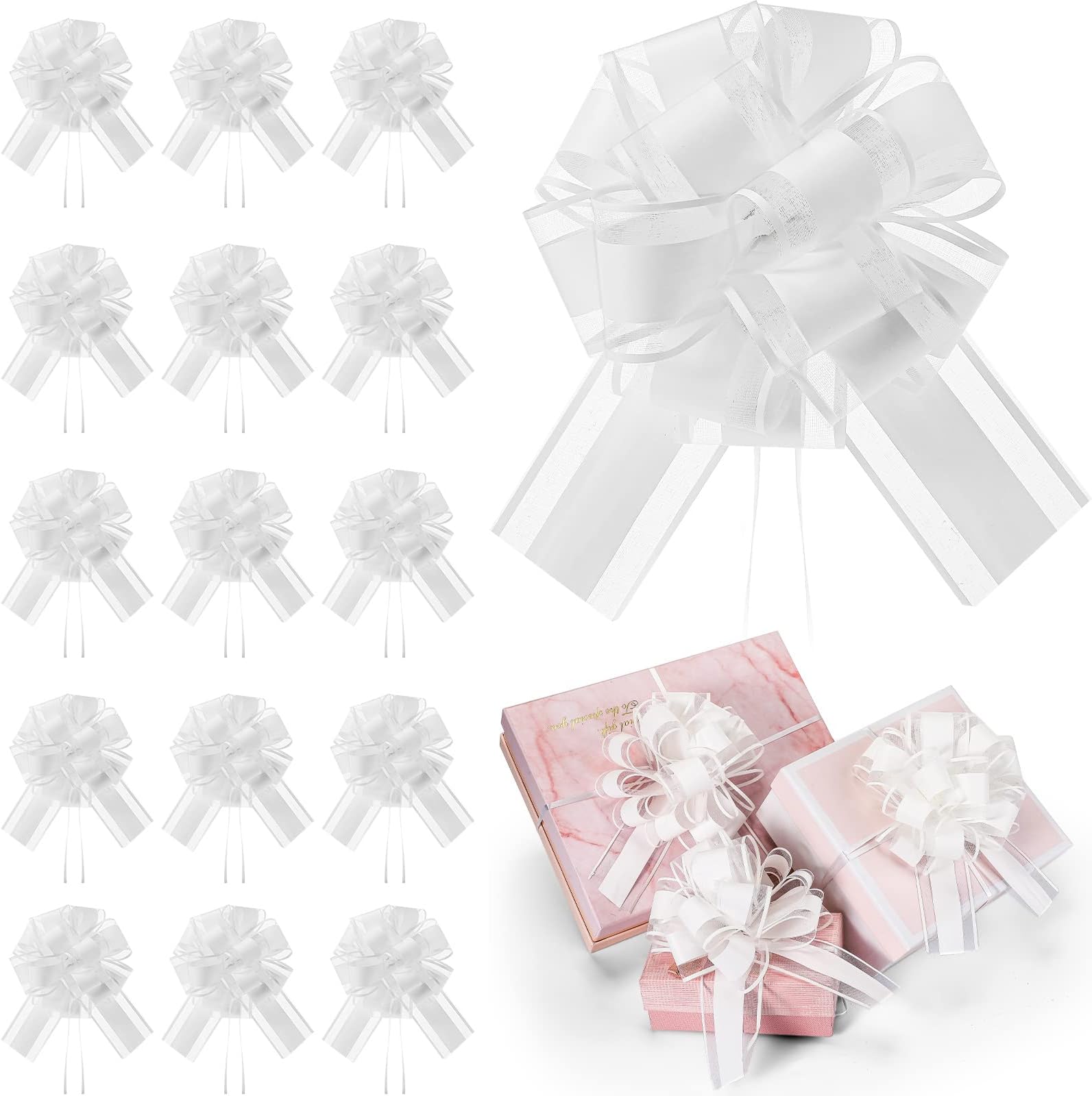 Amazon.com: WILLBOND 20 Pieces Pull Bow Gift Wrapping Pull Bow Ribbon ...