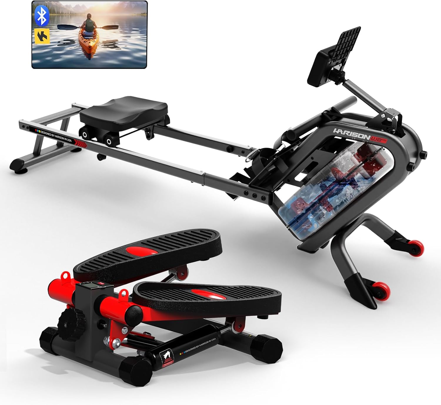 Amazon.com : HARISON Water Rowing Machine with Mini Stepper : Sports ...