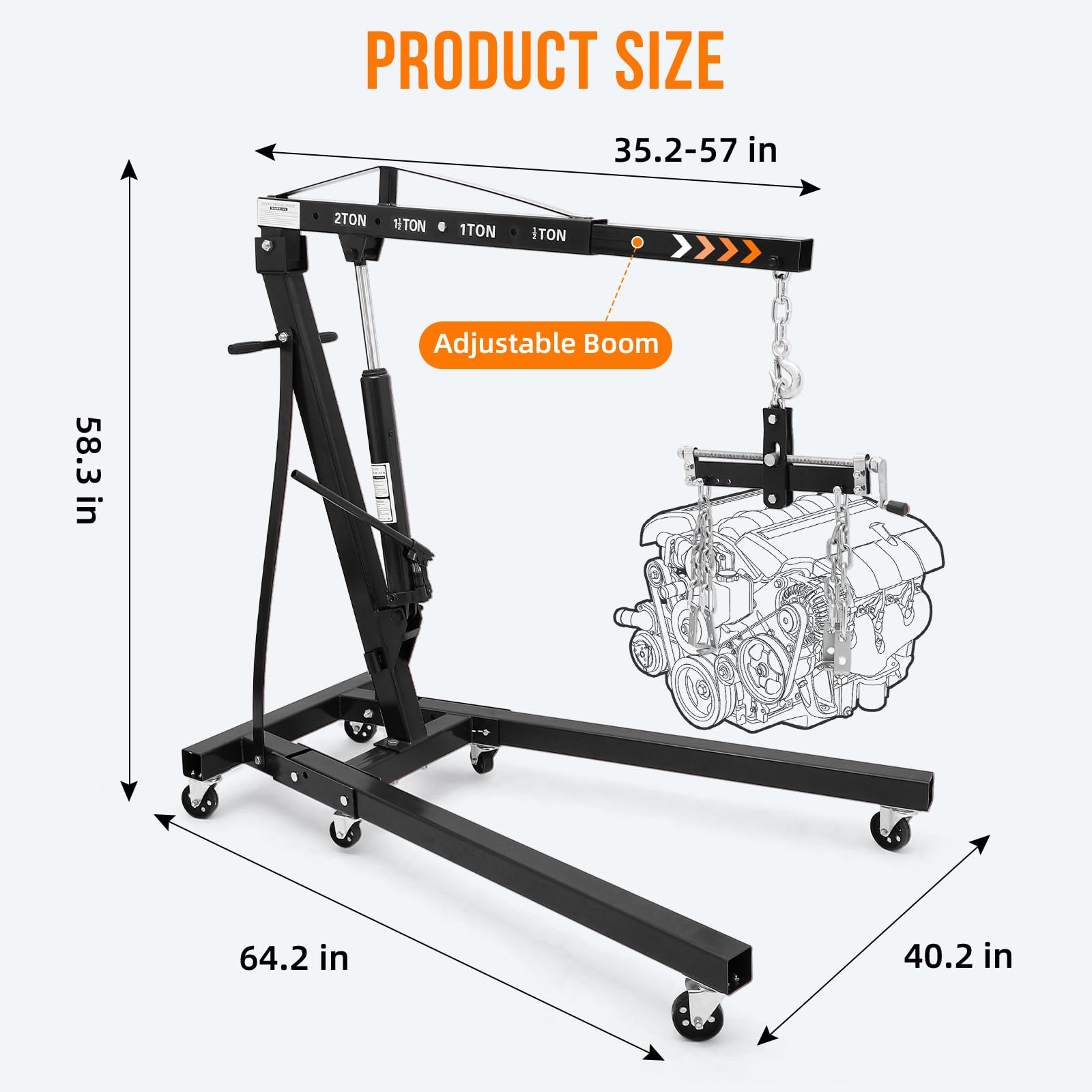2 Ton Engine Hoist Dimensions