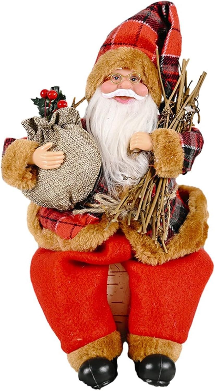 EXTRWORY Santa Claus Figurine Sitting Santa Claus Figures Doll ...