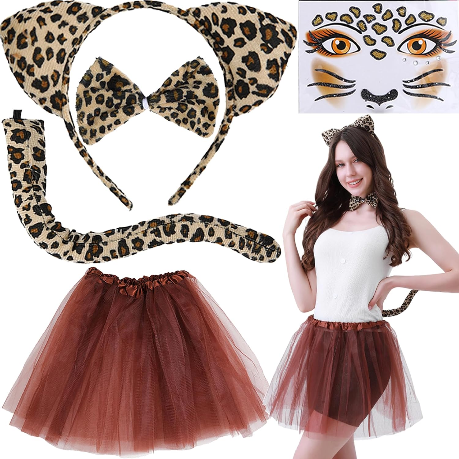 Amazon.com: Rotamora 5pcs Leopard Costume Women Adult, Halloween ...