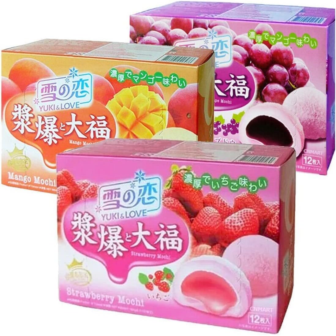 Yuki & Love Taiwan Mochi Assorted 3 Flavour (Strawberry + Grape + Mango ...