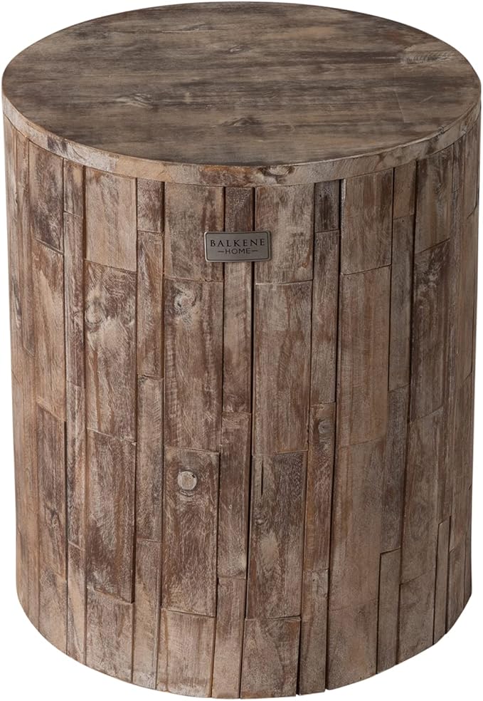 Amazon.com: Patio Sense 62420 Elyse Round Rustic Garden Stool Wood ...