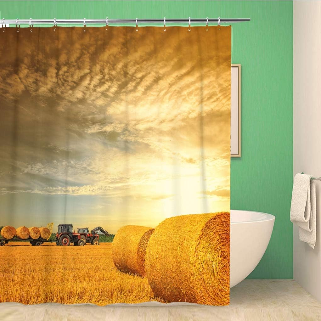 Amazon.com: rouihot 60x72 Inches Shower Curtain Tractor Collecting ...