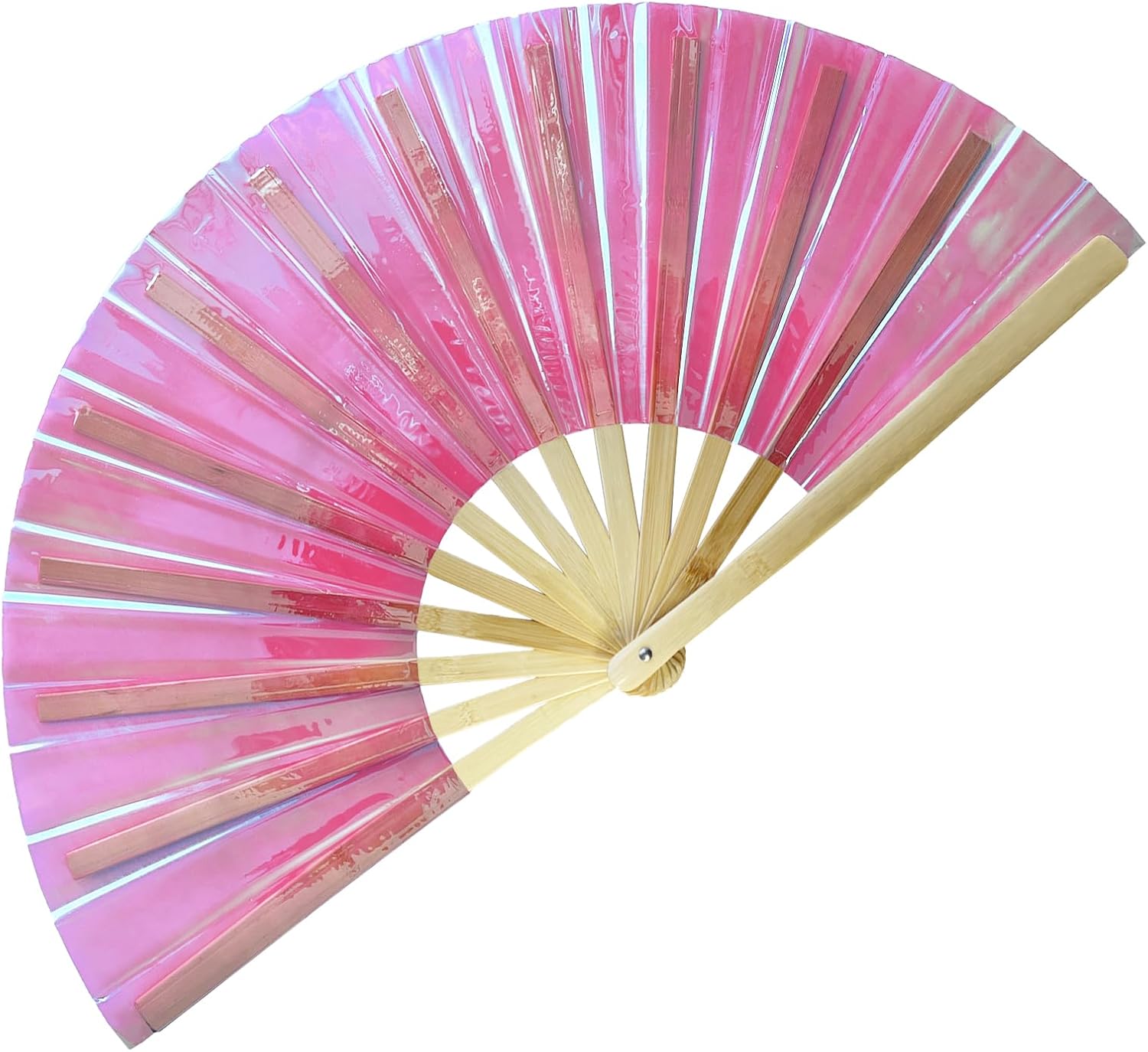 Amazon.com: dmjuncong Large Folding Hand Rave Fan,Clack Handheld Pink ...
