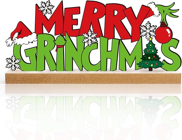 Amazon.com: Christmas Green Monster Metal Sign Holiday Table Sign Decor ...