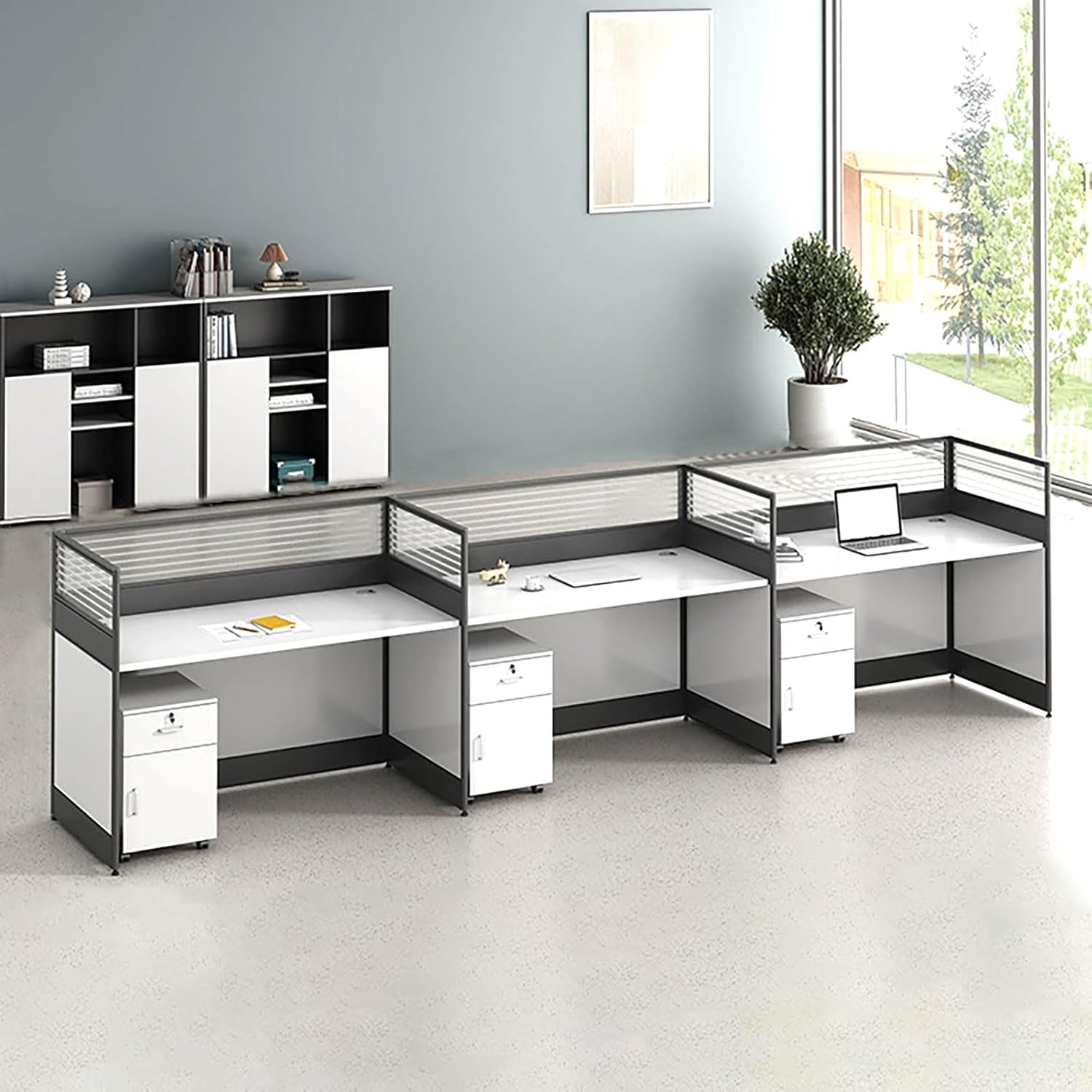 Amazon.com: Three people workstation desks, Staff Desk Workstation ...