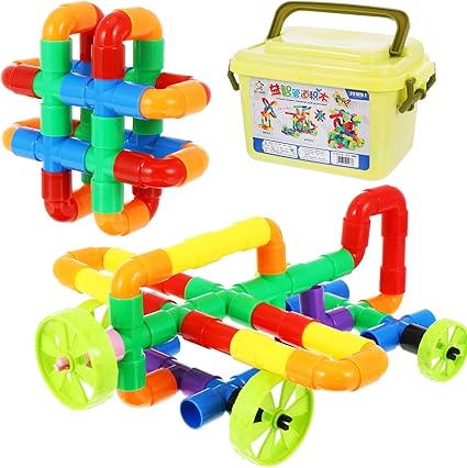 TOYANDONA 1 Set/ 88pcs Pipe Tube Toy Plastic Water Pipe Building Blocks ...