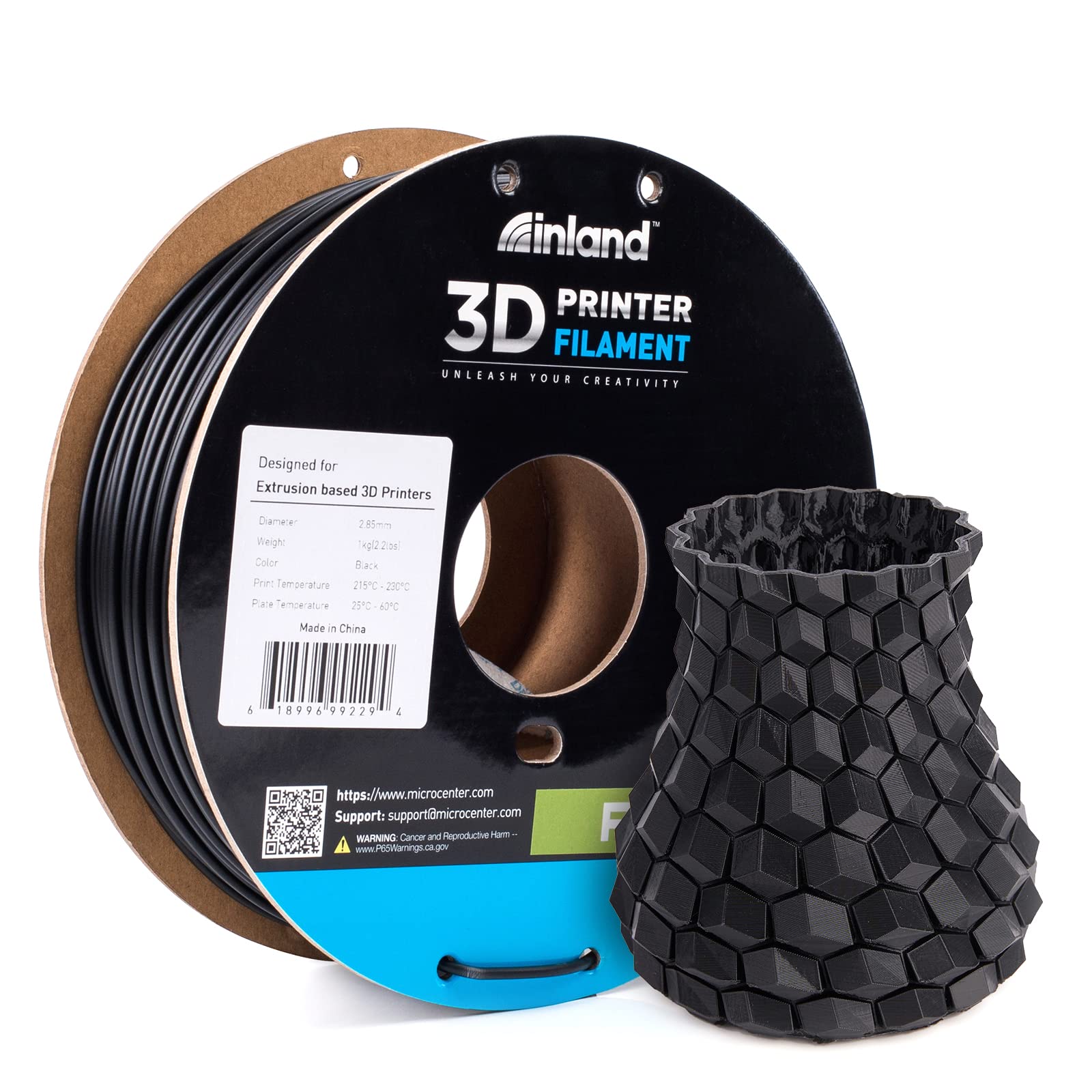 INLAND Micro Center PLA 3D Printing Filament 2.85mm - Black PLA 3D ...