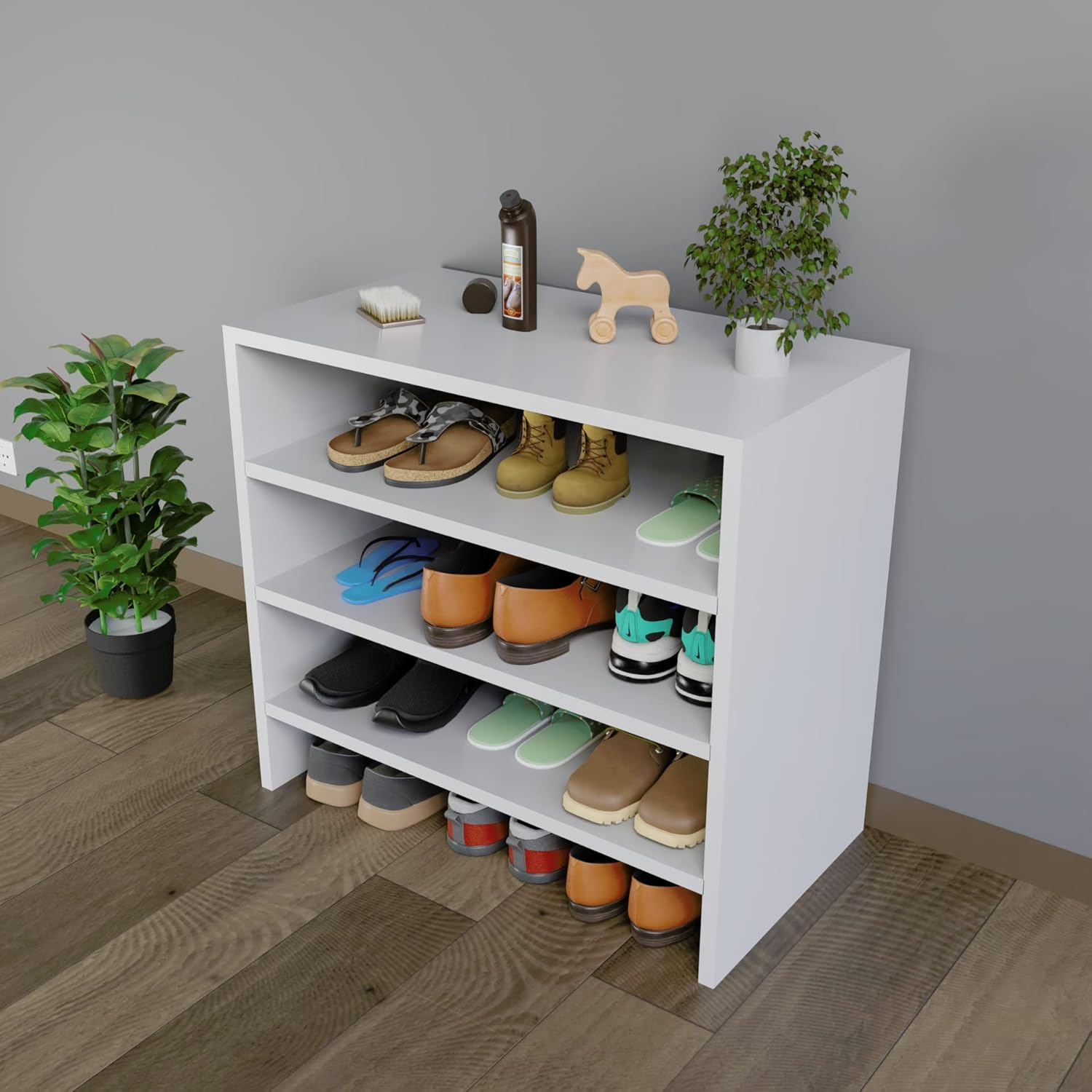 DFC Kasper (Upto 12 Pairs) Engineered Wood Open Shoe Rack with Shelves Storage for Living Room ...