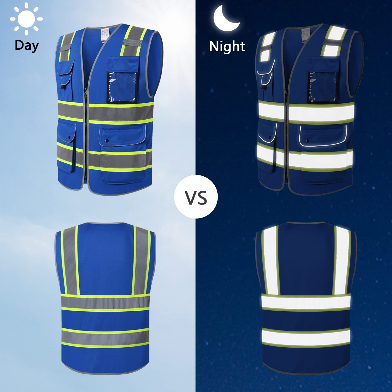 Snapklik.com : Kazsaifo Safety Vest For Men Women 9 Pockets High ...