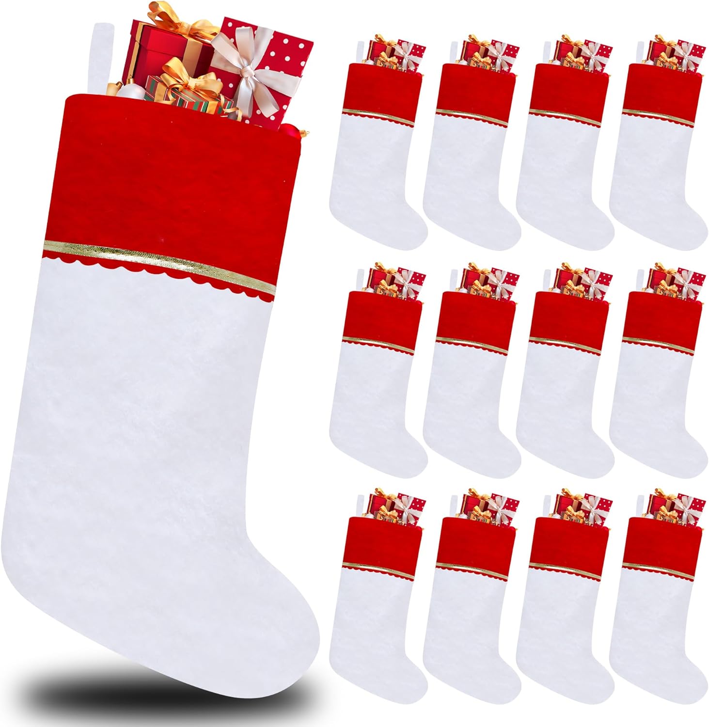Amazon.com: Tokforty 12 Pack Felt Christmas Stockings, 19 Inches White ...