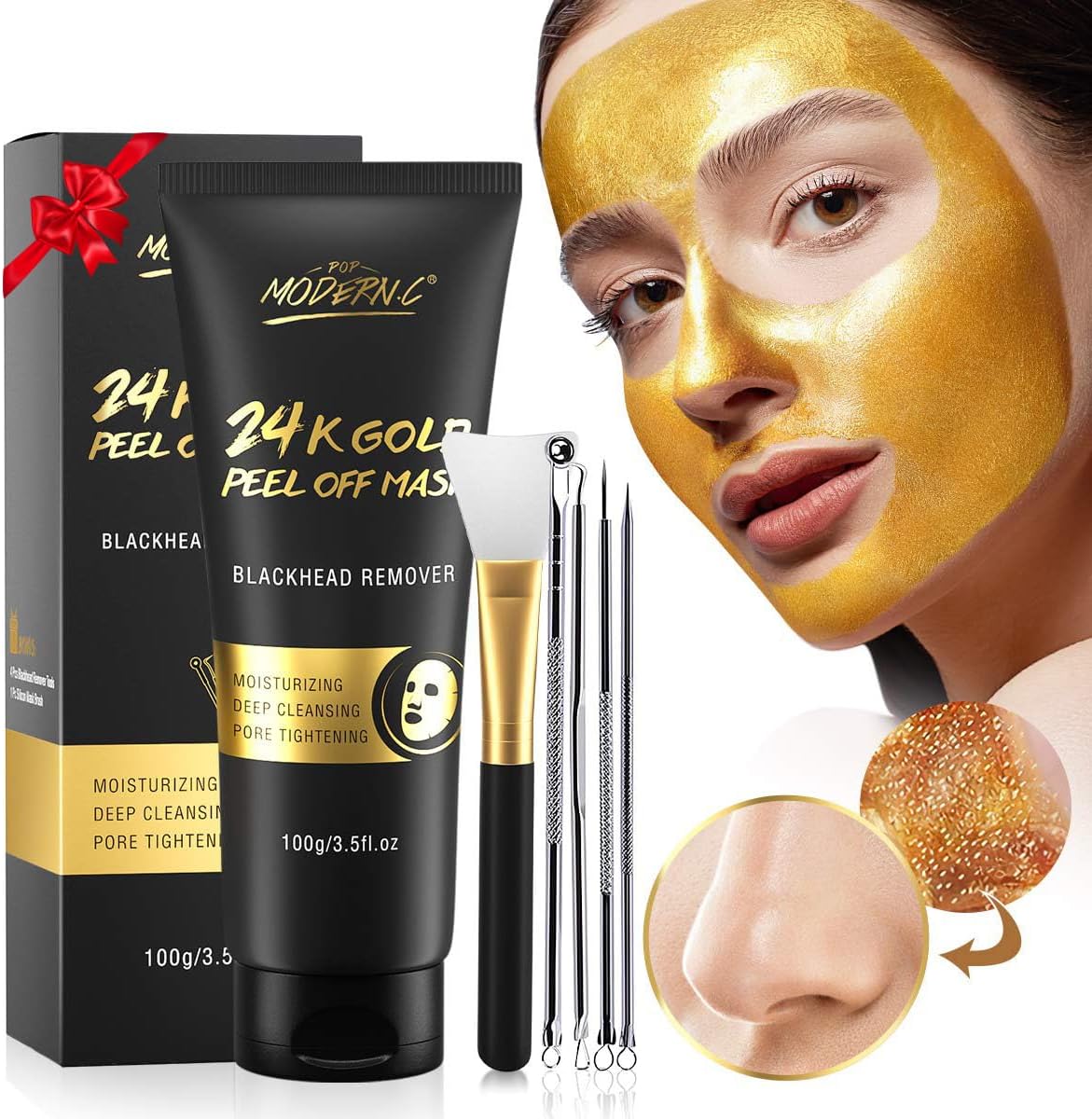 Amazon.com: Blackhead Remover Mask, 24K Gold Peel Off Mask, Gold Facial ...