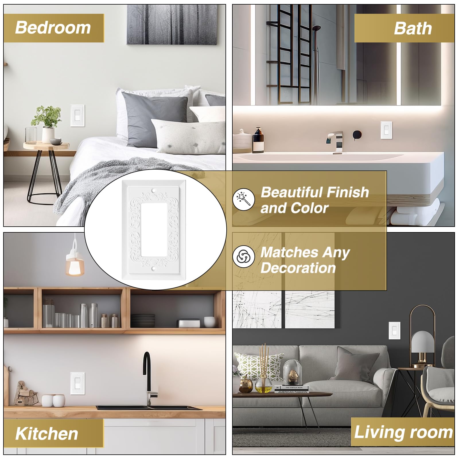 Snapklik.com : Relief Pattern Decorative Wall Plate Switch Plate Outlet Cover For Light Switches ...