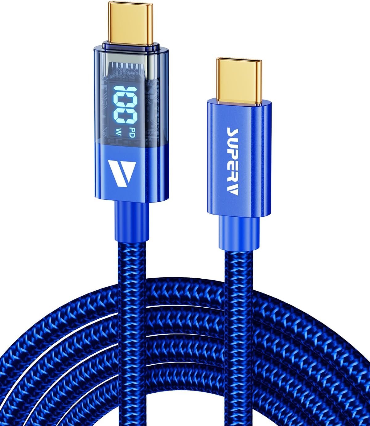 Amazon.co.jp: SUPERV Rt4 急速充電 USB C to C ケーブル [100W PD対応 2m] LEDディスプレイ内蔵 iPhone Android 各種対応 ...