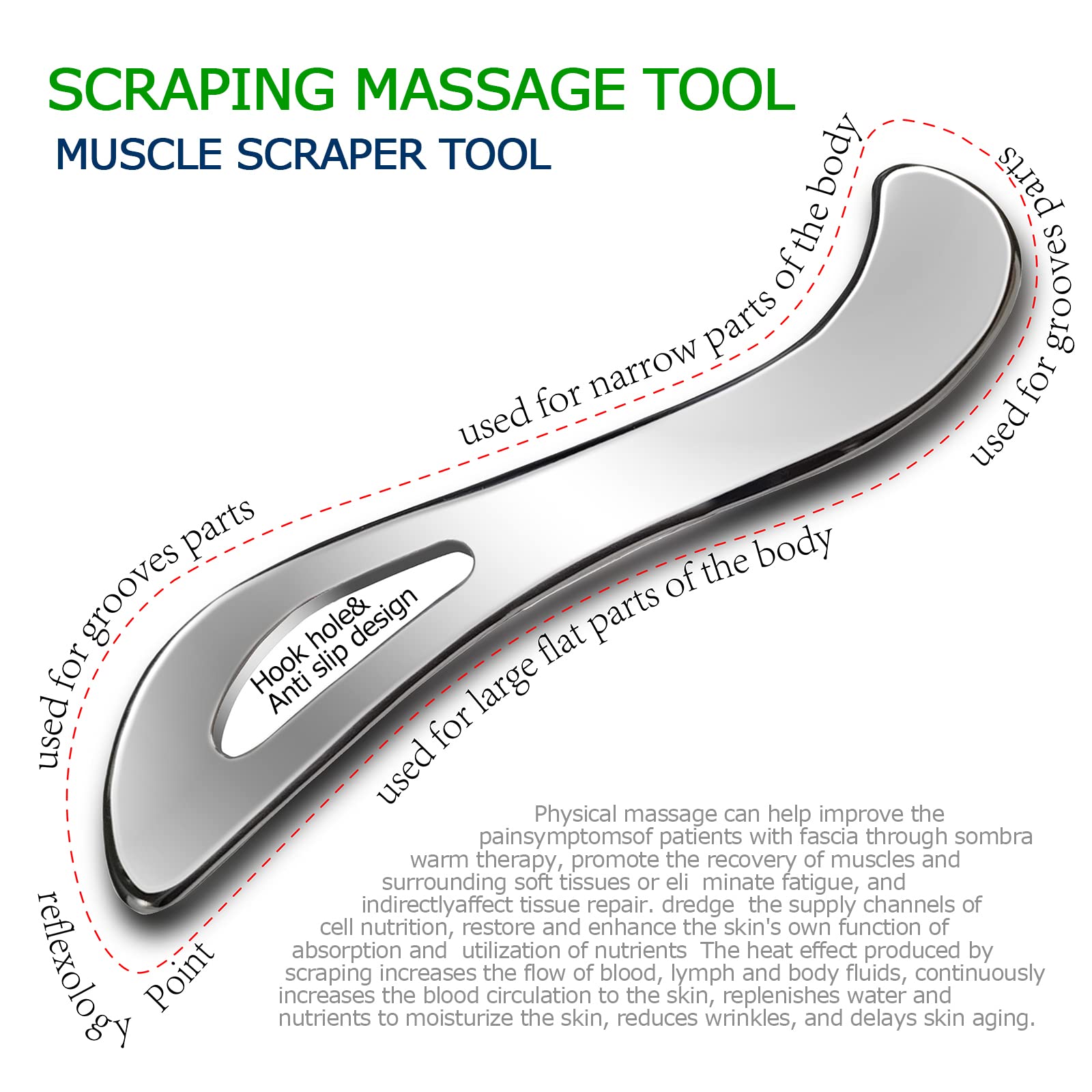 Snapklik.com : Stainless Steel Gua Sha Muscle Scraper Tools,Scraping ...