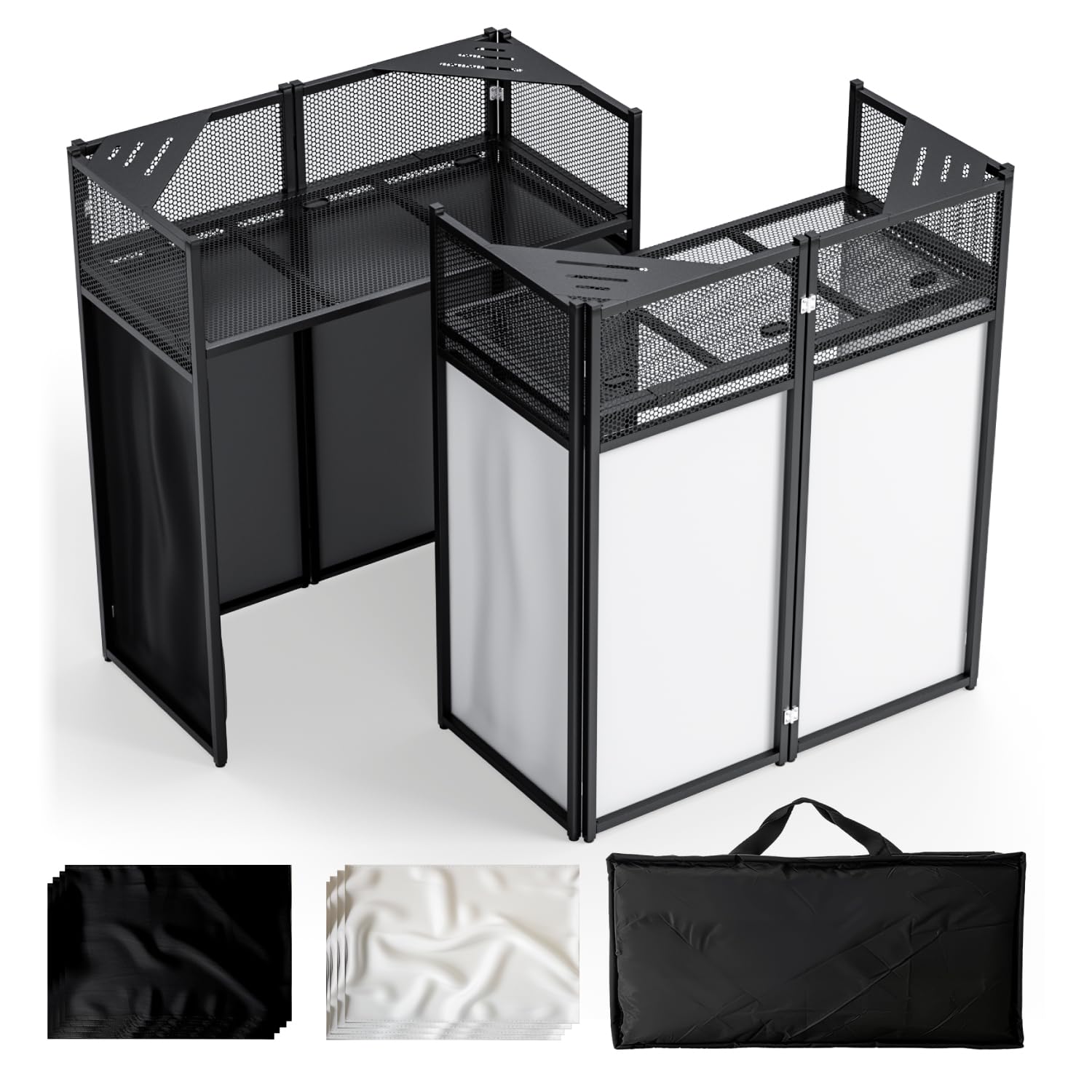 Portable DJ Booth Table,Foldable DJ Table Stand Portable with White ...