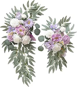 Amazon.com: Luerbi Faux Flower Swag Set of 2, Purple Artificial Flowers ...
