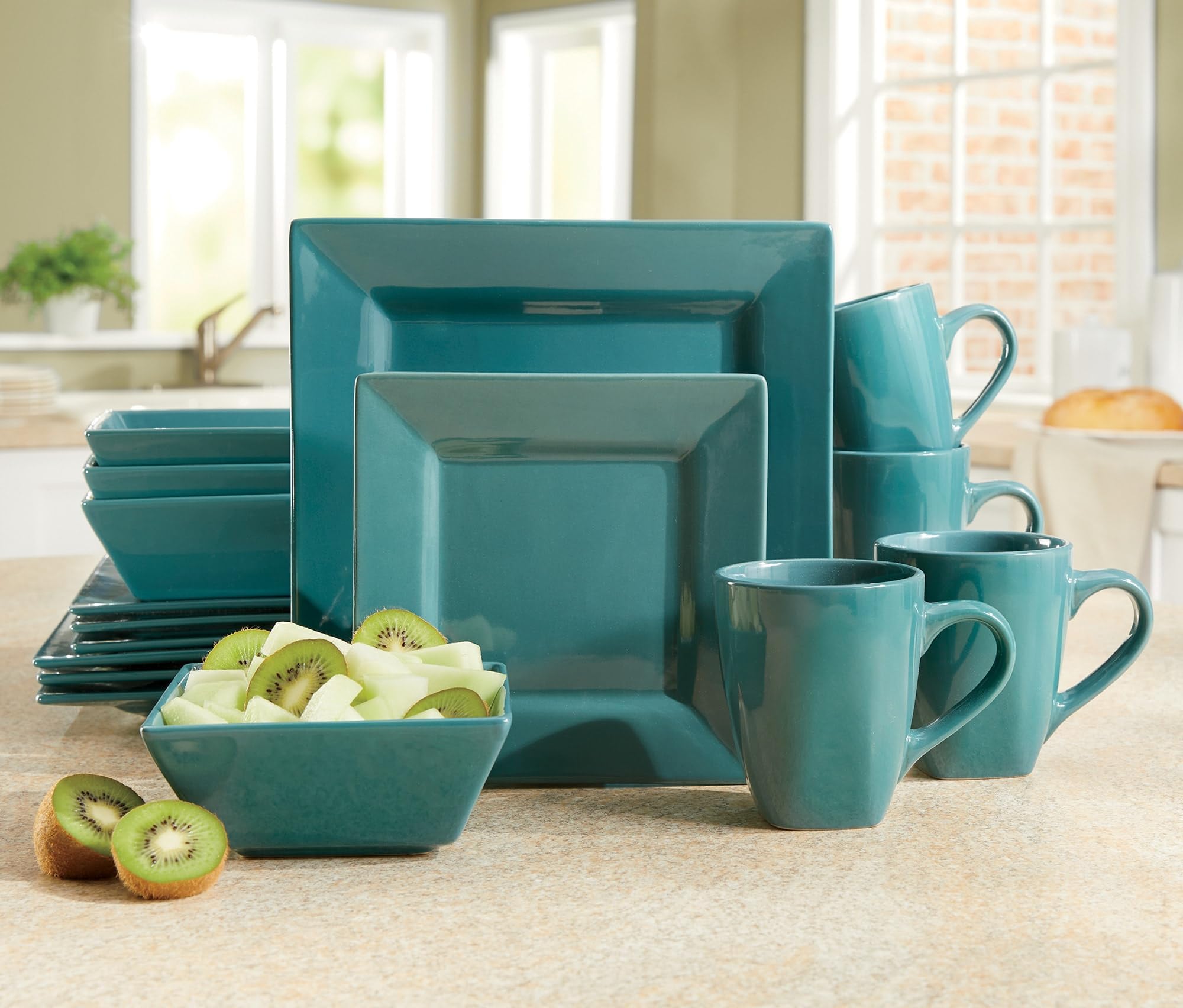 Amazon.com | Montgomery Ward 16-Piece Sleek Island Blue Square ...