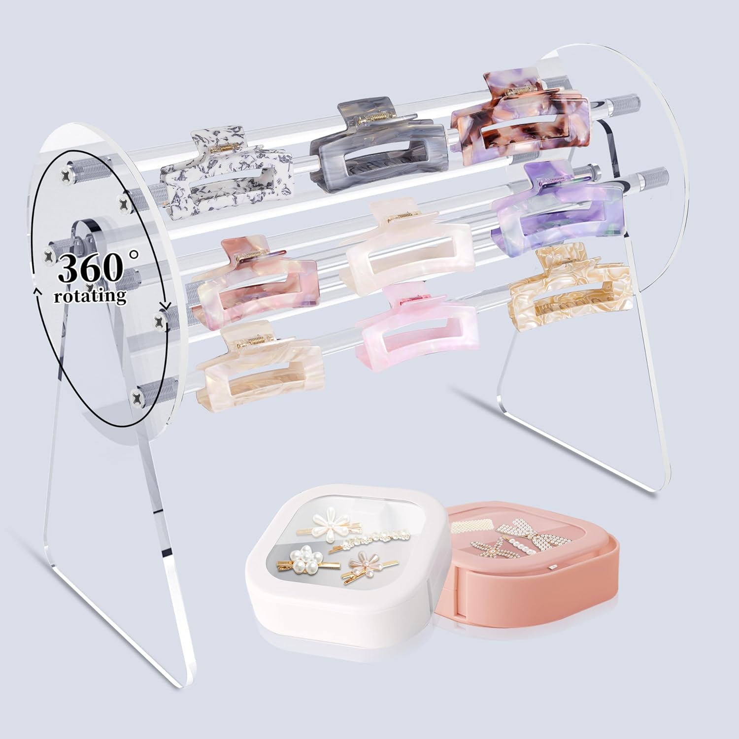 Amazon.com: ENKUY 3 pack Acrylic Claw Clip Organizer, 360-Degree ...