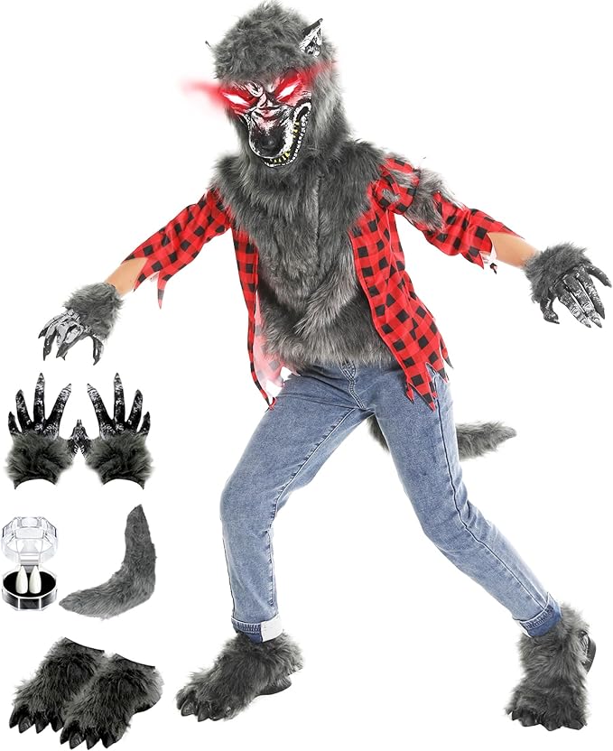 Amazon.com: Nalmits Halloween Werewolf Costume for Boys, Deluxe Howling ...