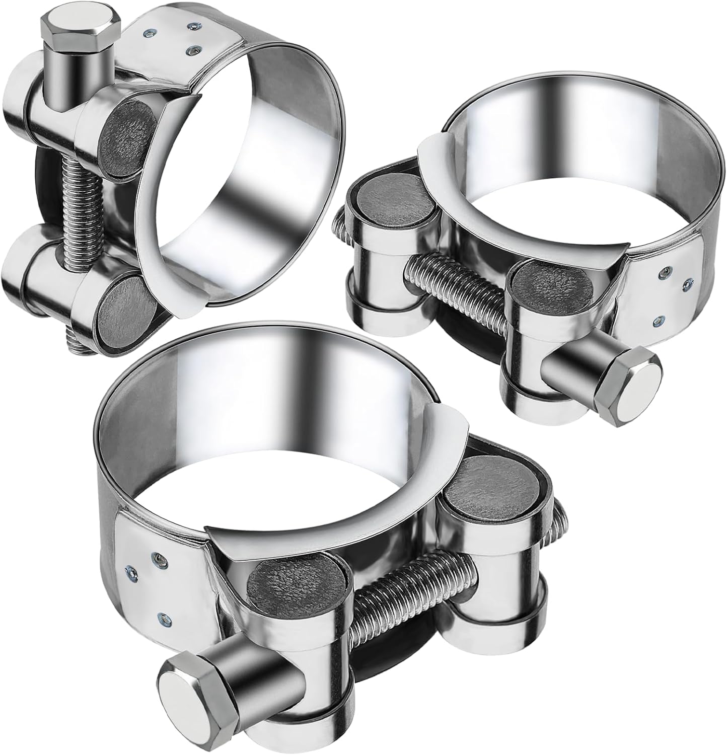 3pcs 68-73mm Stainless Steel Joint Bolt Clamp Motorcycle Band Width ...