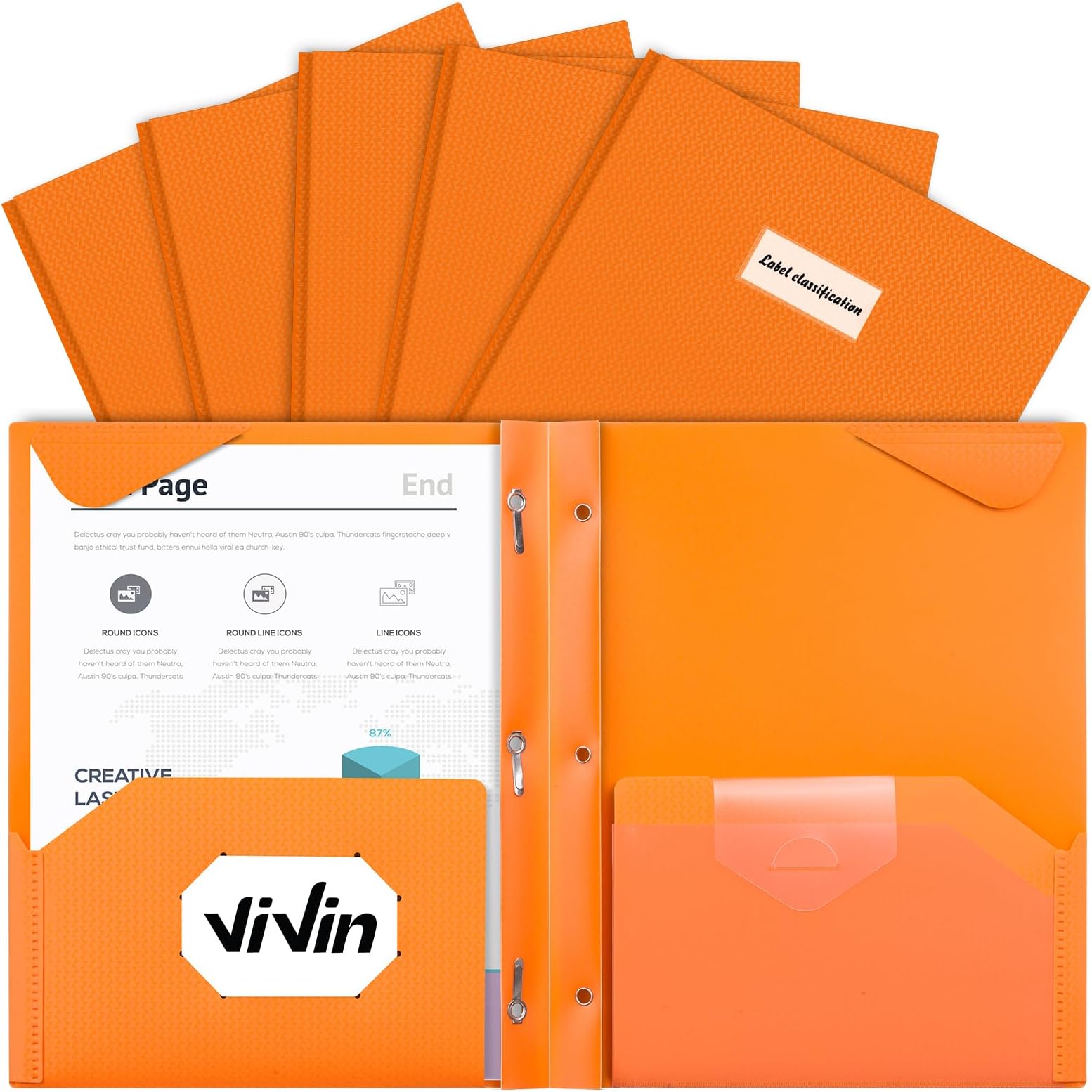 Amazon.com : ViVin 60-Pack Plastic Folders with Pockets, Heavy Duty 2 ...