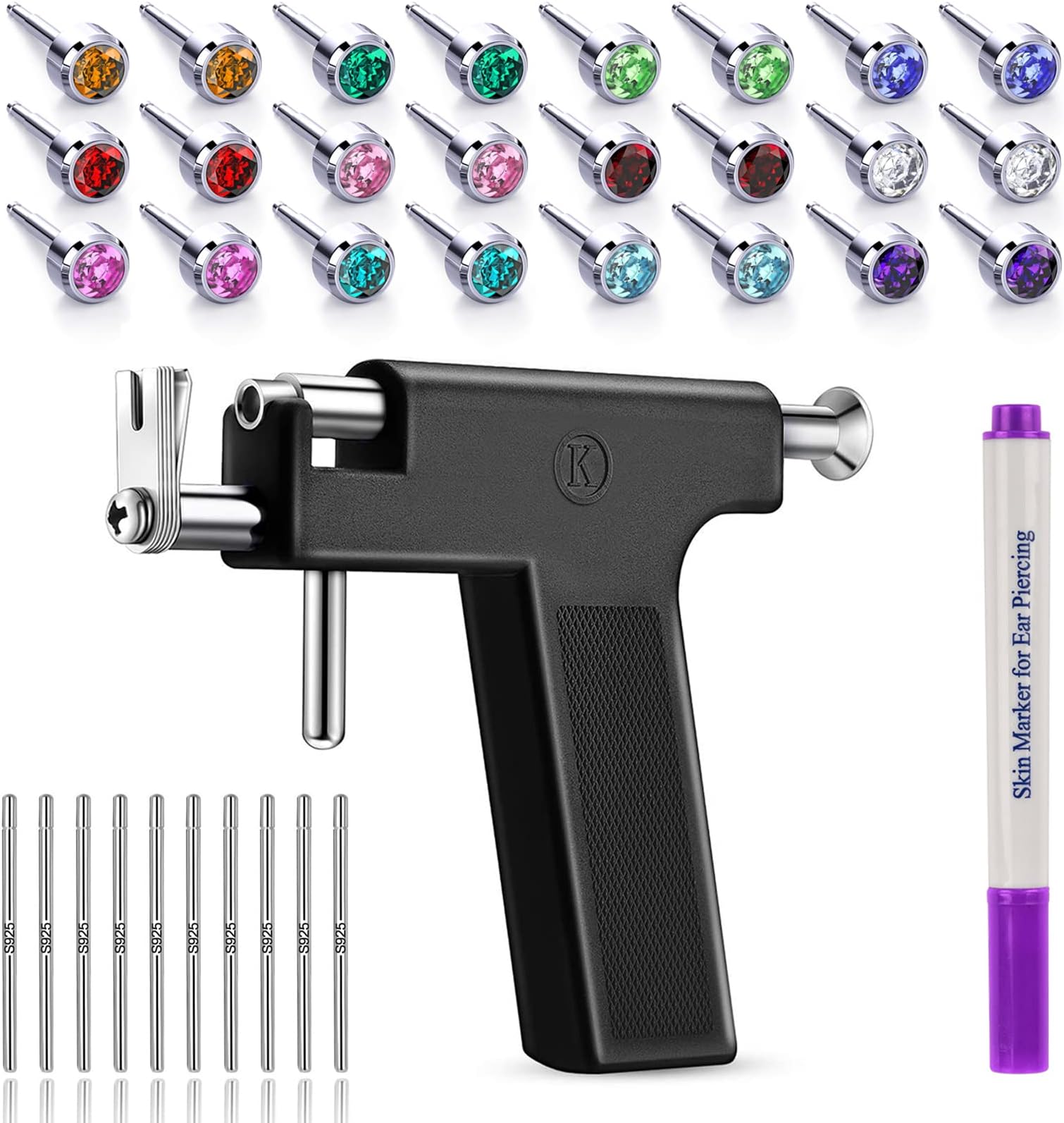 Amazon.com: Steel Ear Piercing Studs, 12 Pairs Stainless Steel Stud ...