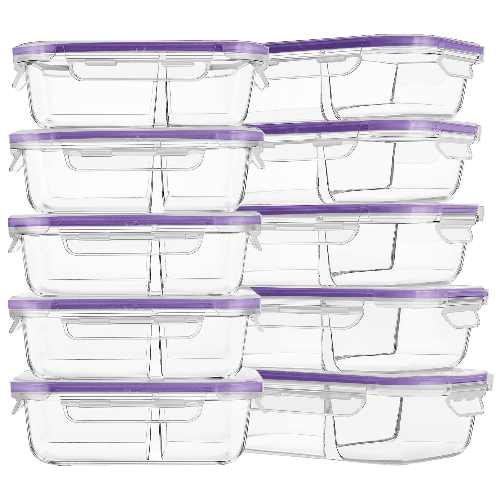 (Damaged objects, broken item) HOMBERKING 10 Pack Glass Meal Prep ...