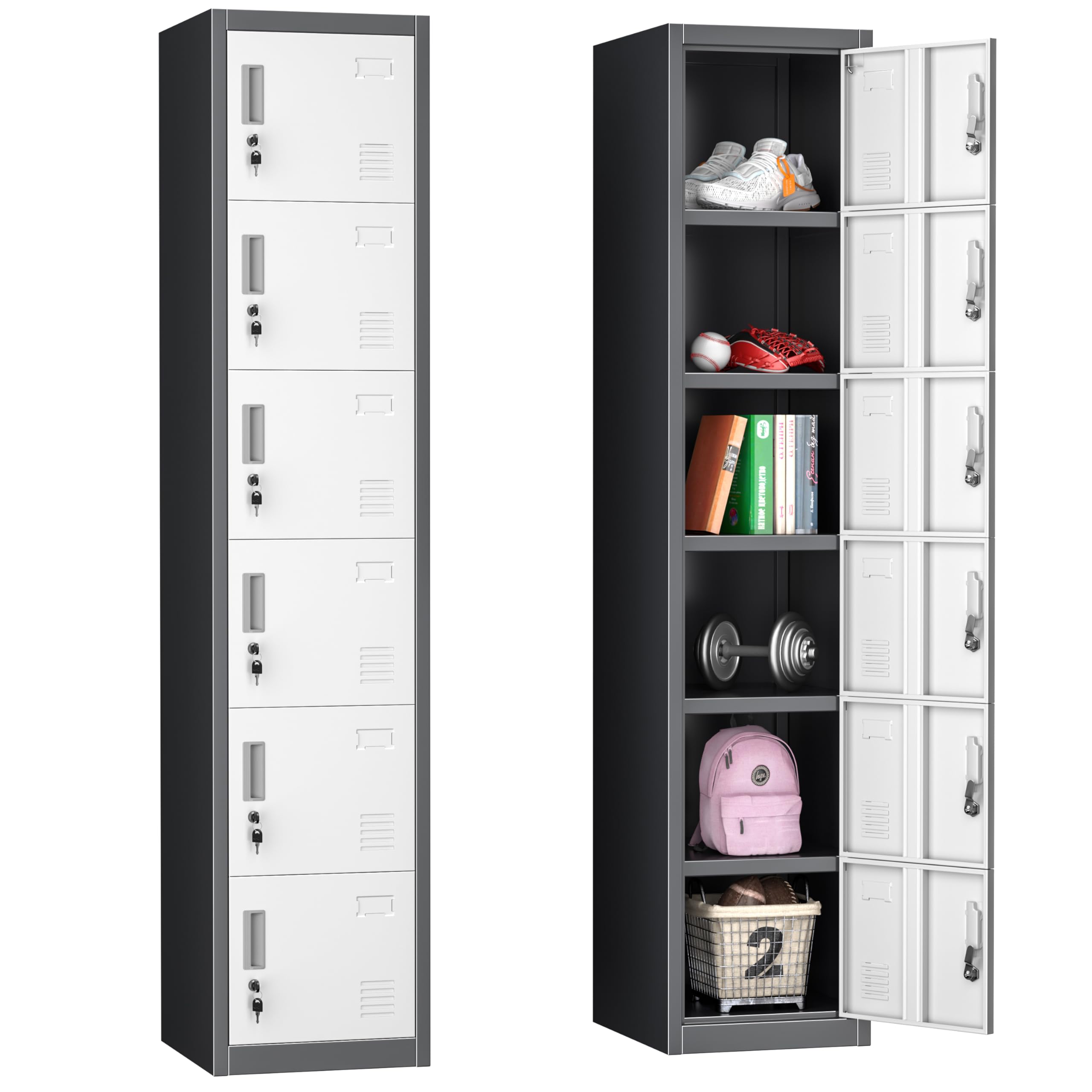 Amazon.com : INTERGREAT Metal Locker for Employees with Lock, Steel ...