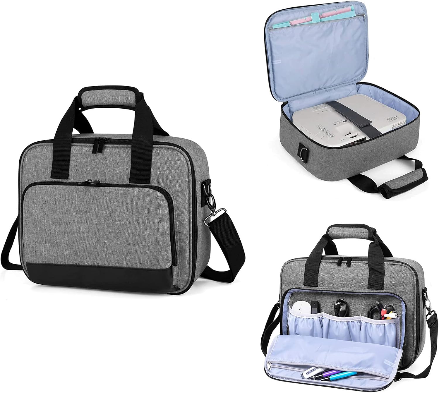 Hosoncovy Projector Carrying Case with Accessories Pockets Projector ...