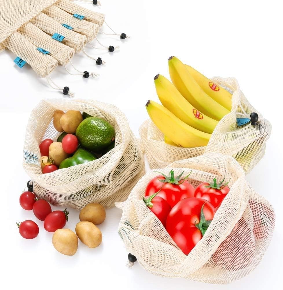 Best Reusable Produce Bags Cotton - Mesh Produce Bags with Drawstring ...
