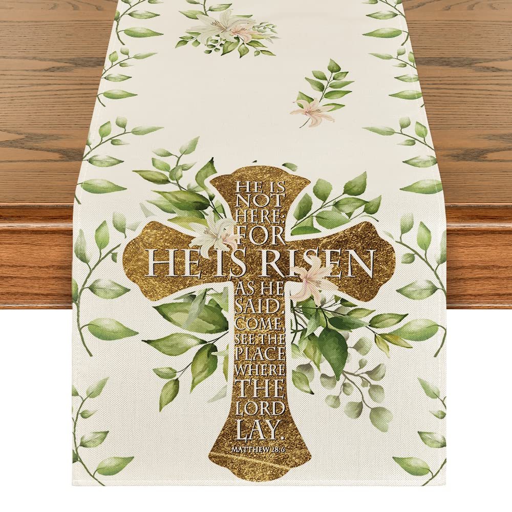 Amazon.com: Artoid Mode He is Risen Easter Table Runner, Spring Summer ...