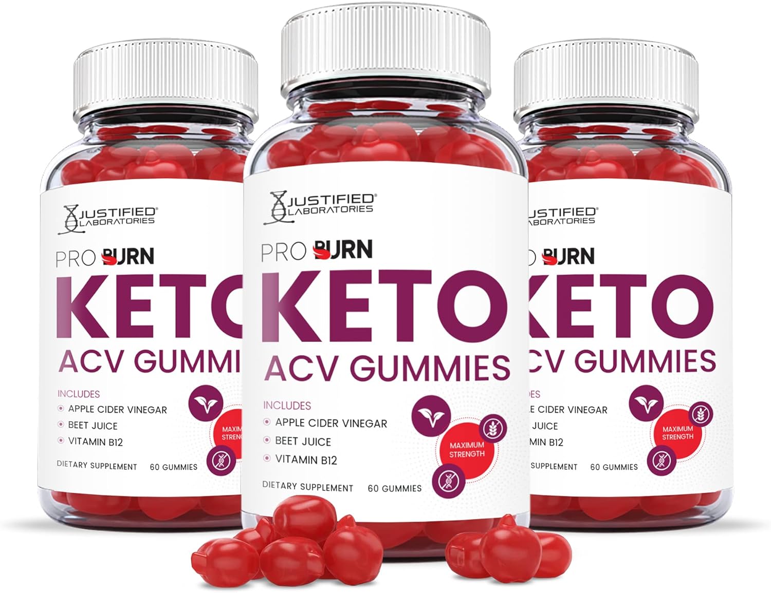 Amazon.com: Justified Laboratories (3 Pack) Pro Burn Keto ACV Gummies ...