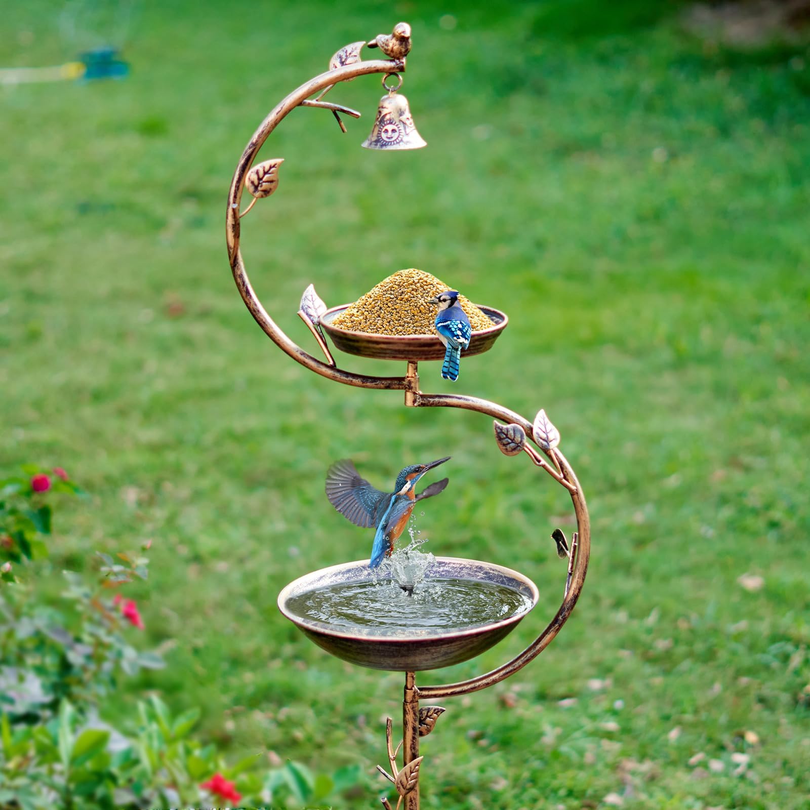 Amazon.com: Aifeorzo Metal Bird Baths for Outdoors, 44" Height Cast ...