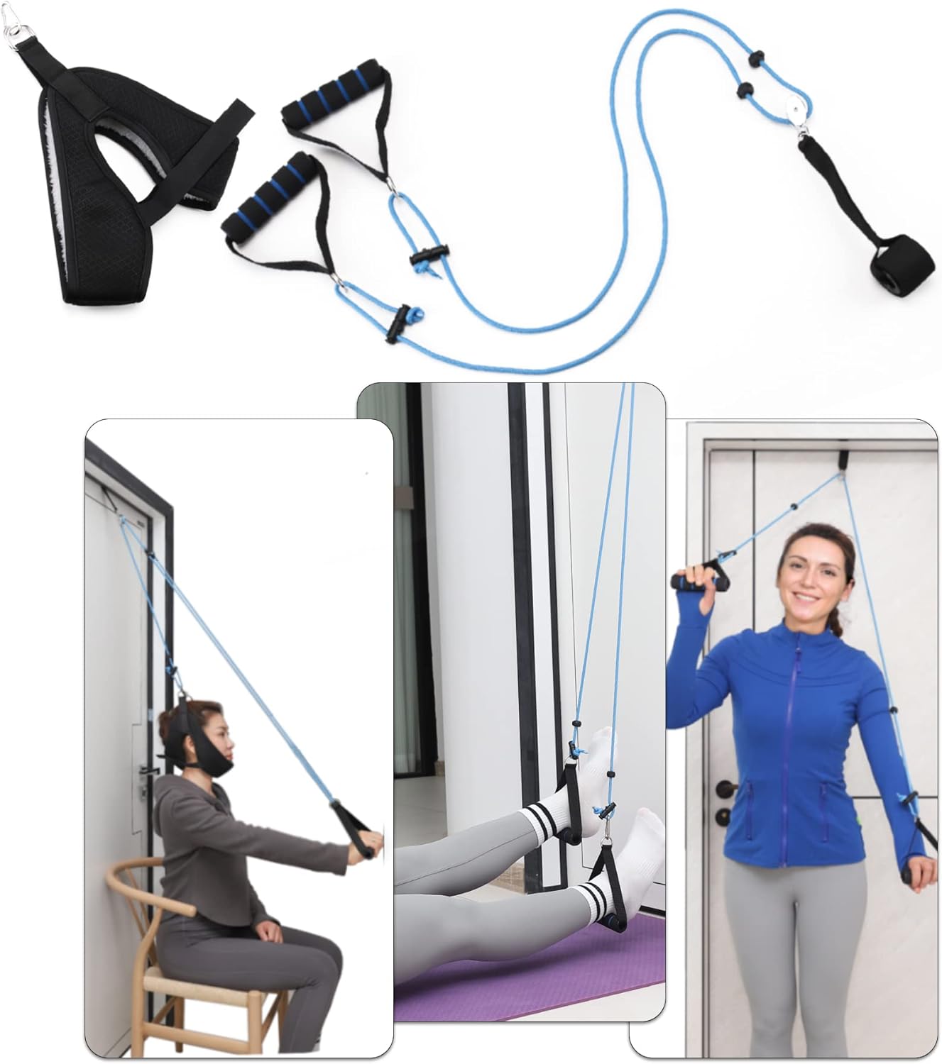 Amazon.com: 3-in-1 Neck and Cervical Traction Pulley Device Over Door ...