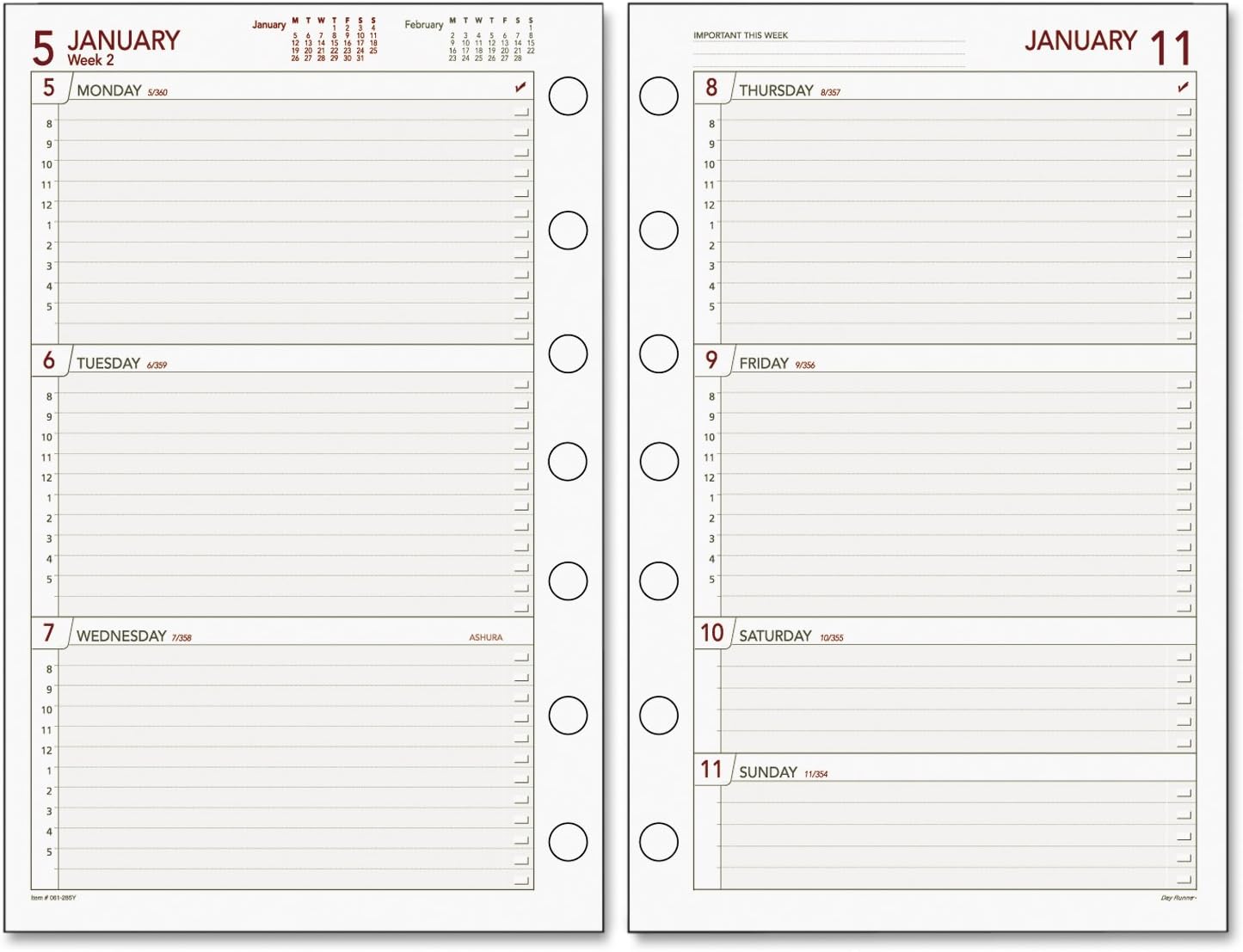 Amazon.com : Day Runner 061-285Y-09 Recycled Weekly Planning Pages, 5-1 ...