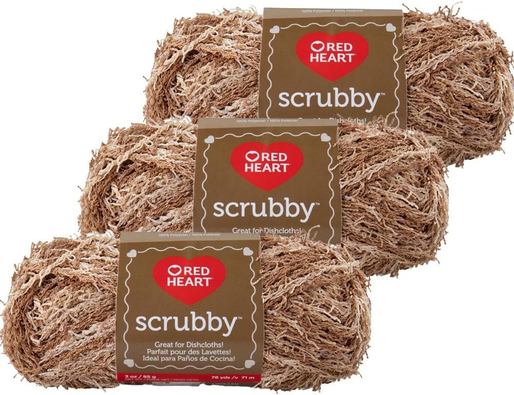 Amazon.com: Red Heart 3 Pack Scrubby Yarn – Polyester Specialty Yarn ...