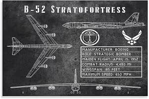 Amazon.com: Boeing Aircraft Poster Boeing B-52 Stratofortress BUFF B-52 ...