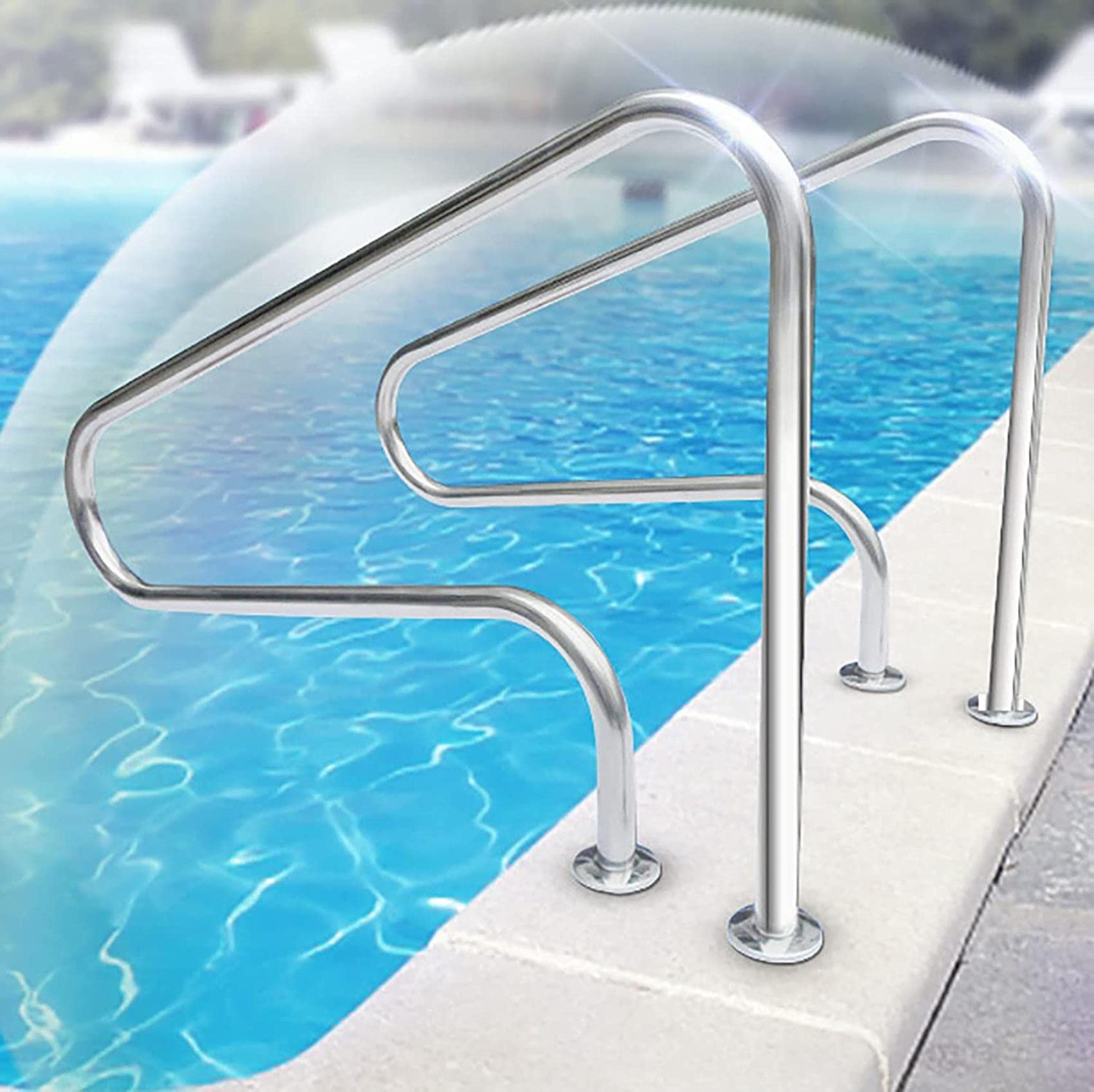 Buy 2PCS 80 * 80cm Pool Handrail, 304 Stainless Steel Pool Railing ...