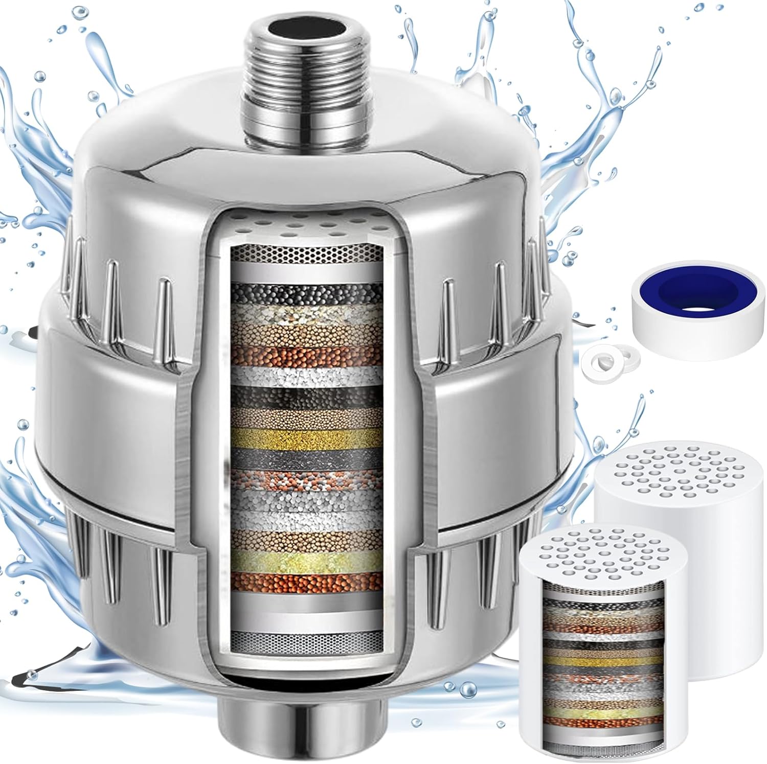 SNORF Filtro de Agua para Regadera – 20 Etapas Filtro para Regadera con ...